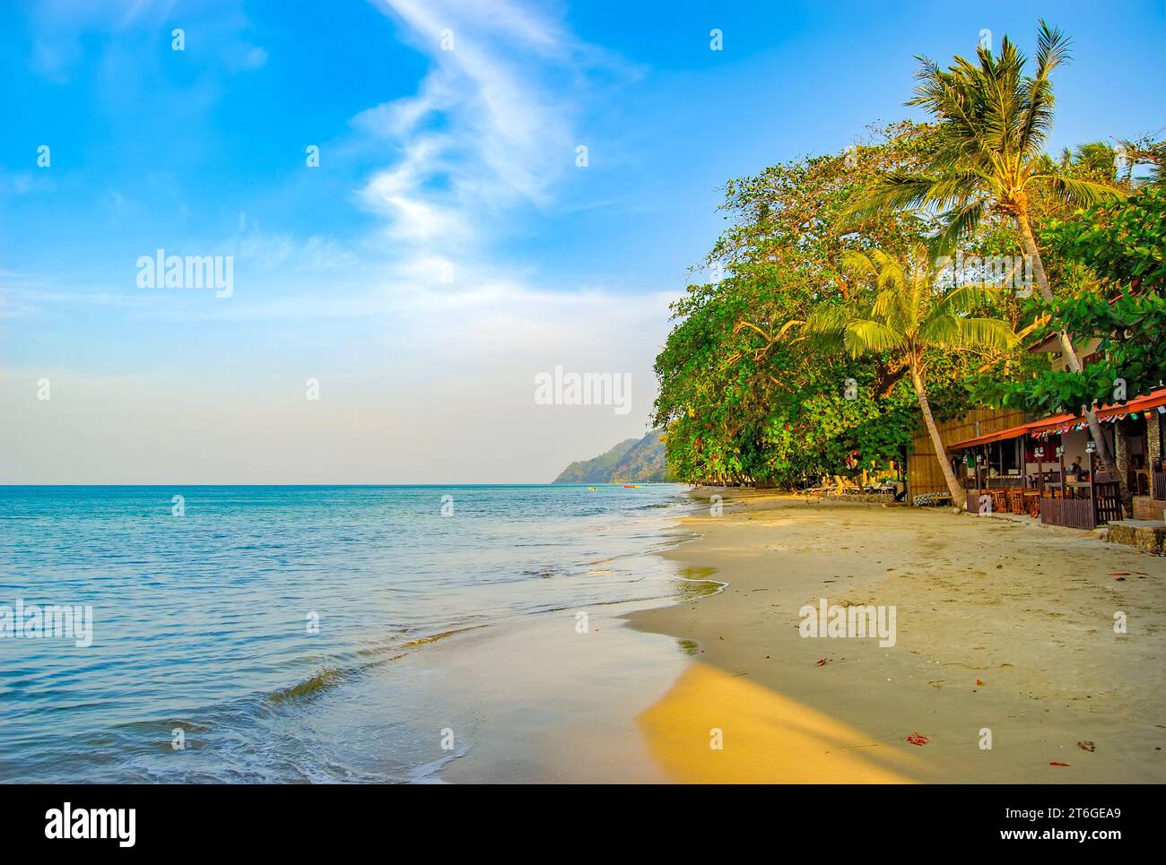 Beach with tropical trees on the island of Ko Chang. Thailand Stock ...