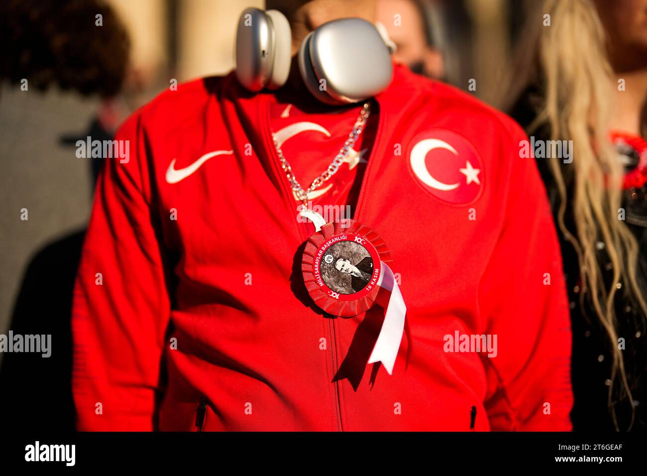 A man observes a minute of silence to mark the 85th anniversary of ...