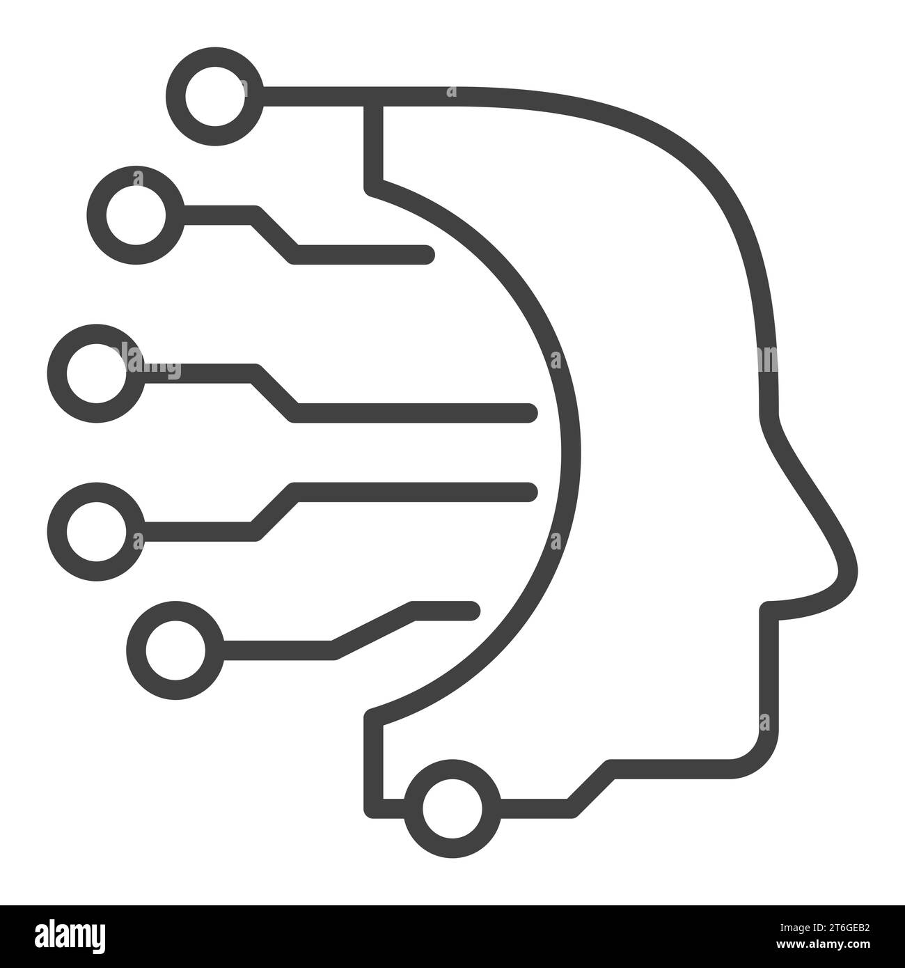 AI Head with Circuits Board vector concept thin line icon or symbol Stock Vector Image & Art - Alamy