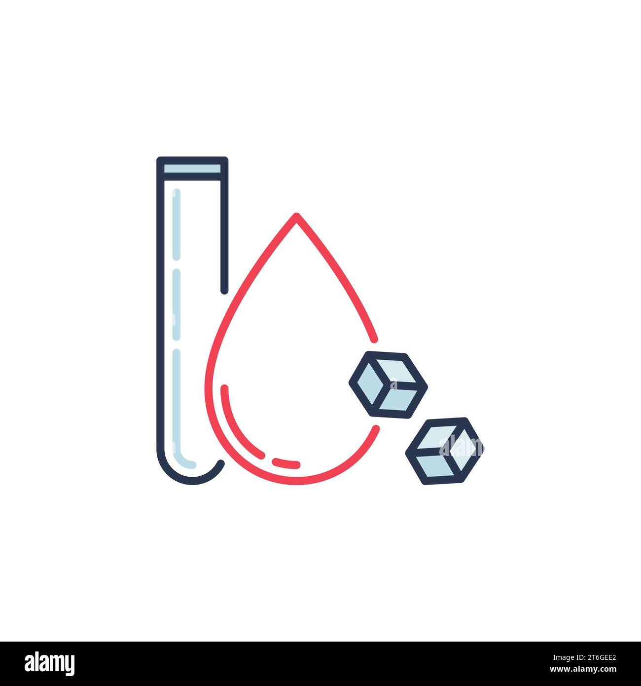 Sugar in Blood with Test Tube vector Glycemia concept colored icon or ...