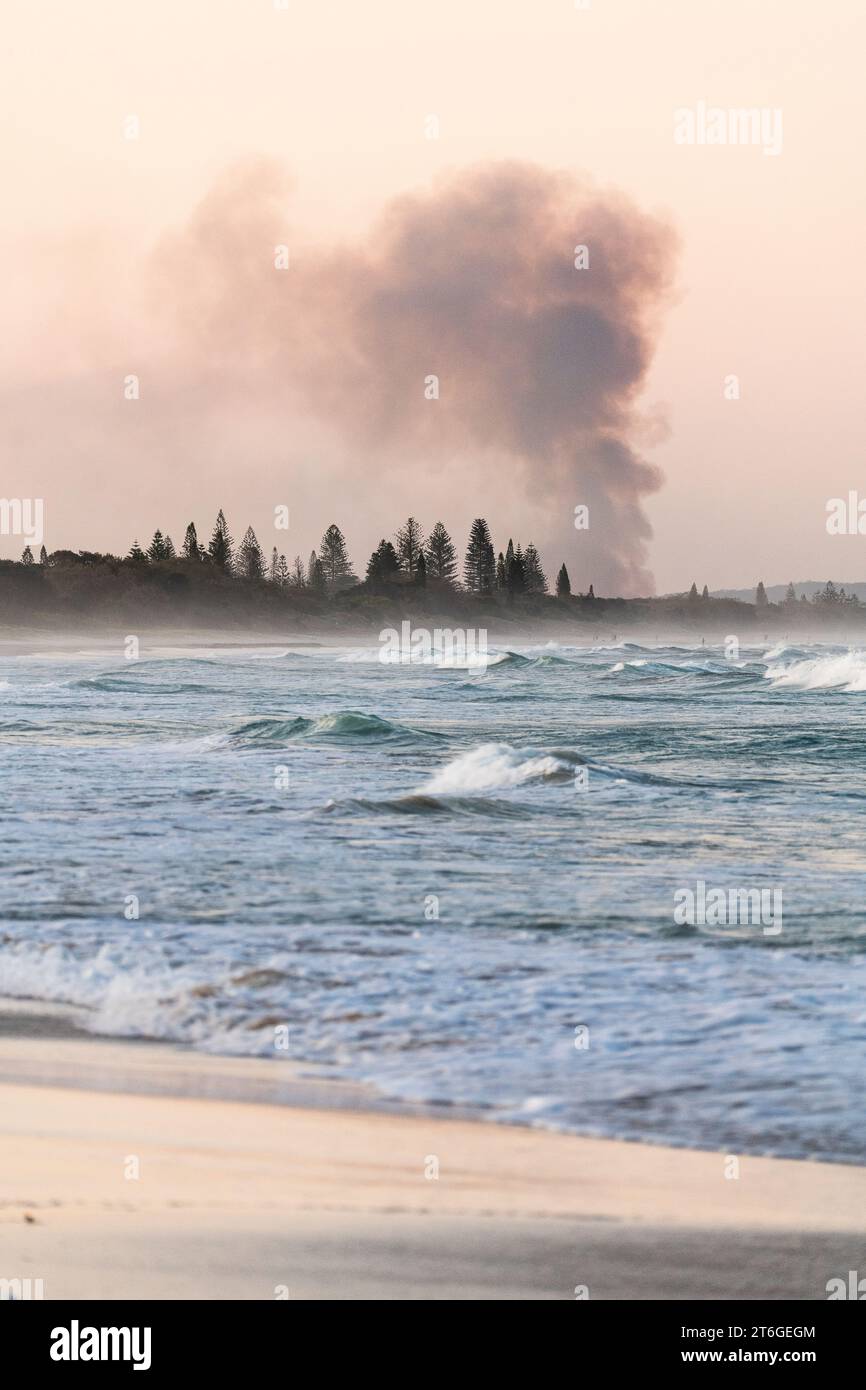 Sunset Coastal Landscape with Sugar Cane Field Burning Smoke at ...