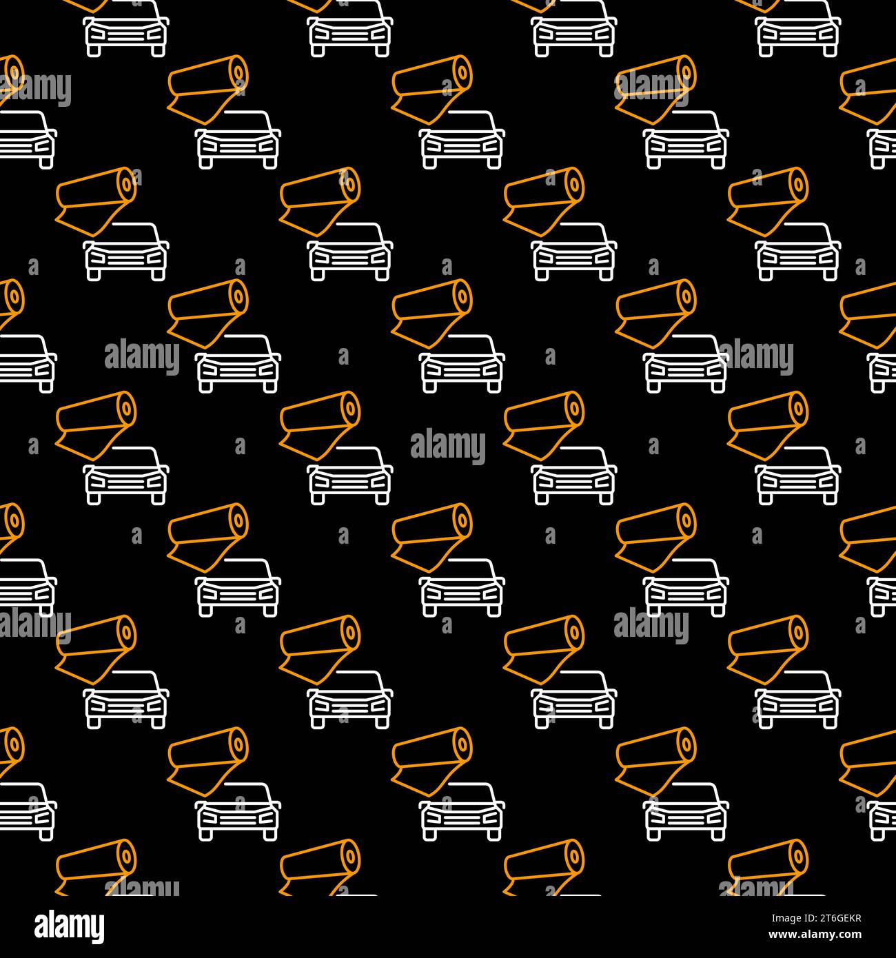 Yellow Vinyl Wrap with White Car seamless background - vector concept ...