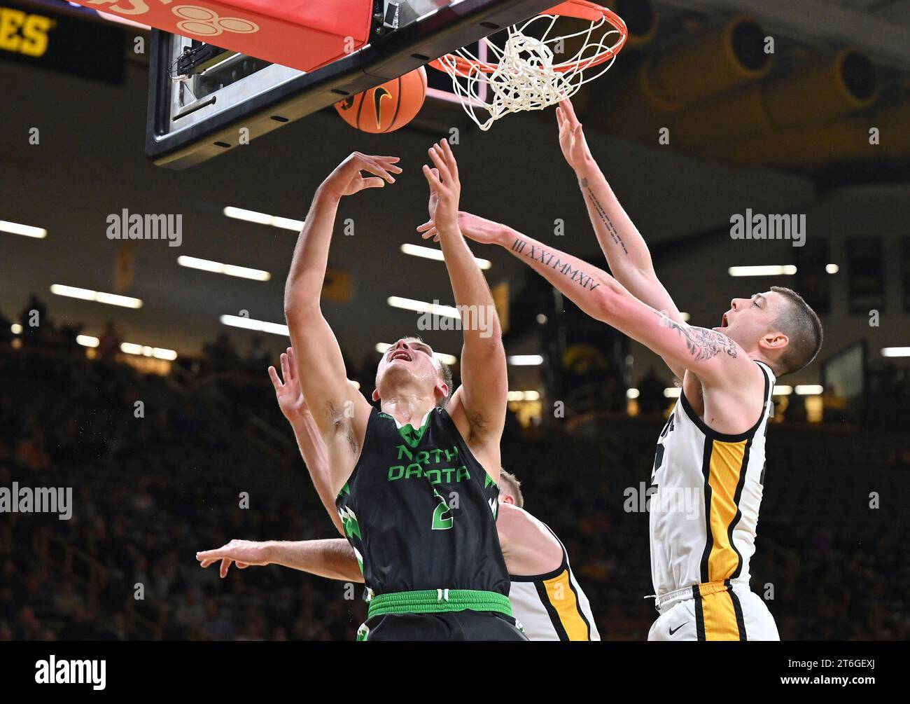 IOWA CITY, IA - NOVEMBER 07: North Dakota guard Eli King (2) puts up a ...