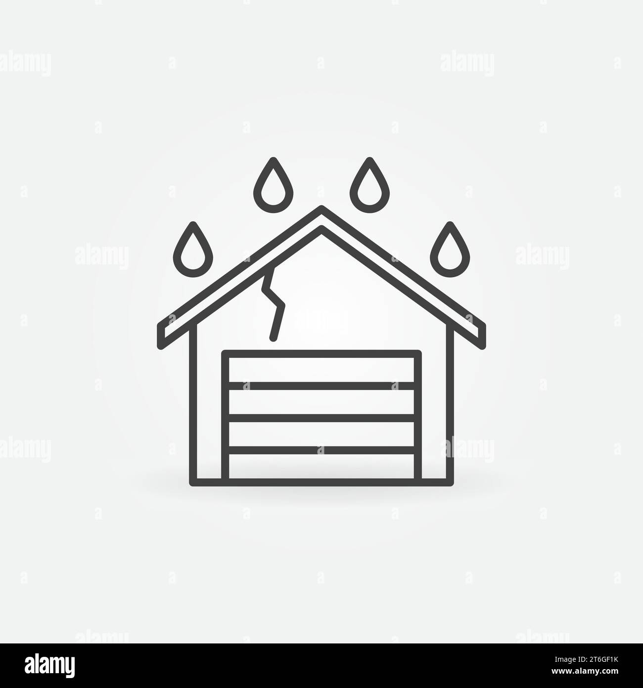 Garage Building Roof Leak vector Water Damage concept outline icon or ...