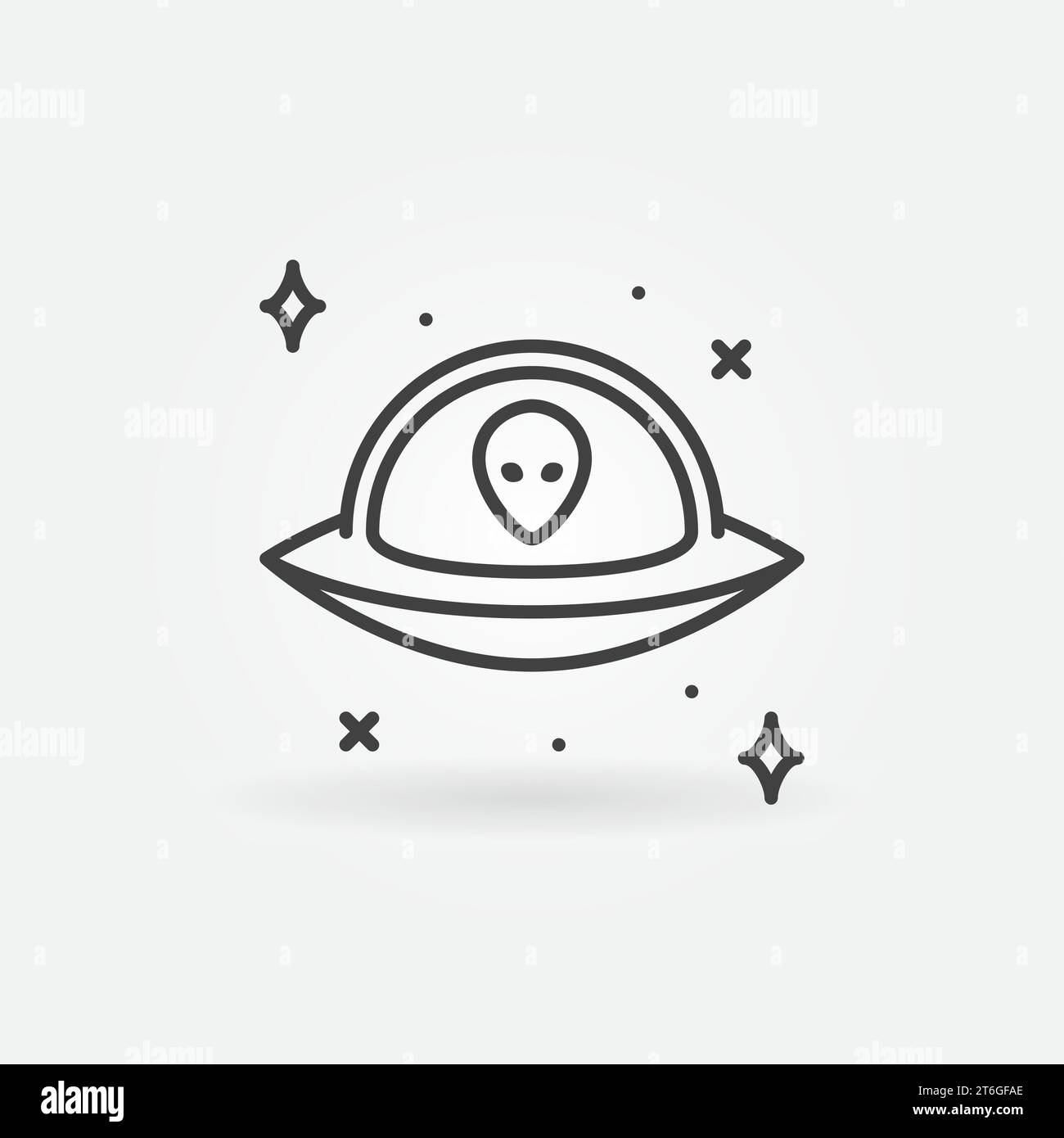 Alien in UFO vector concept thin line icon or symbol Stock Vector Image ...