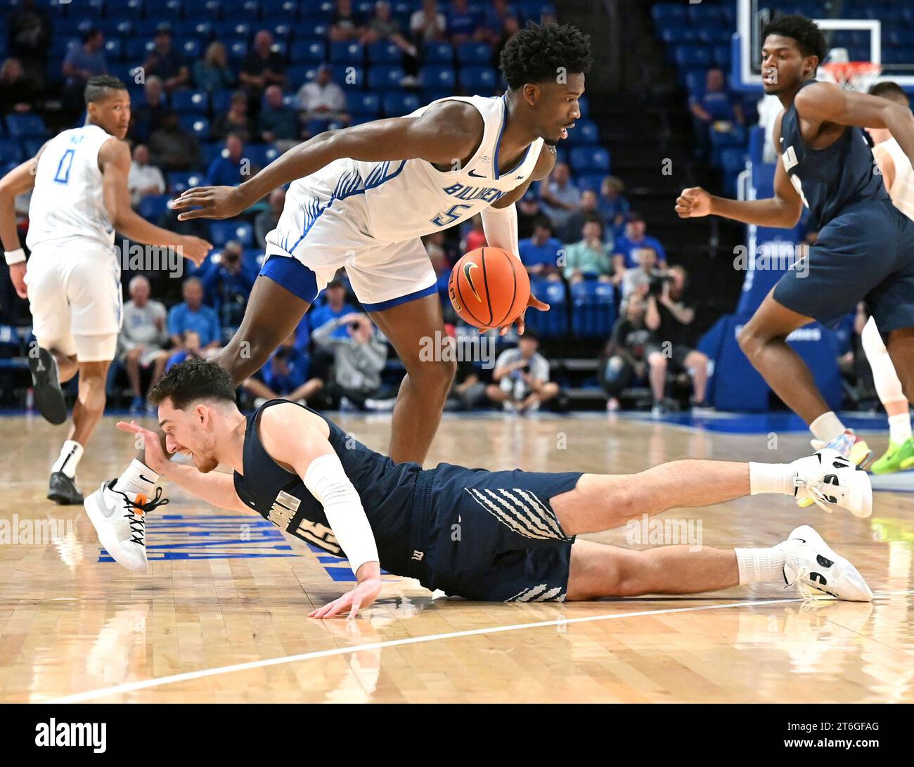 ST. LOUIS MO - NOVEMBER 08: Lincoln guard Sam Rautins (15) falls to the ...