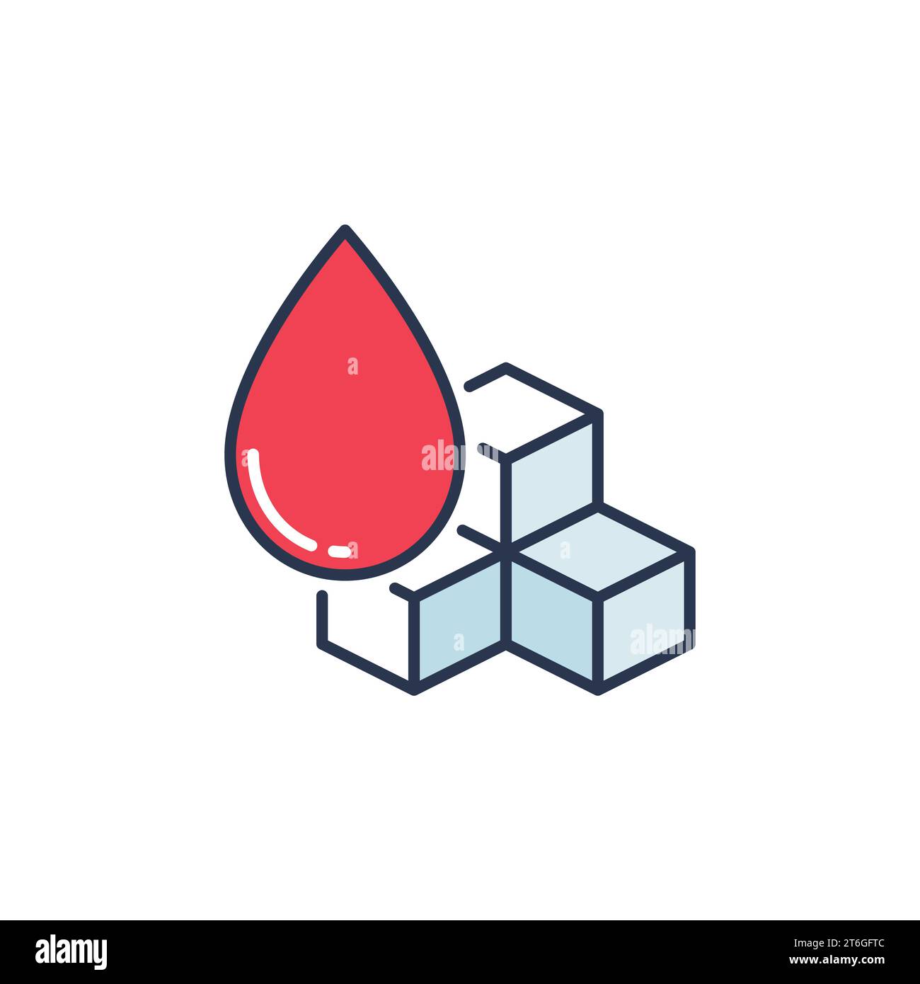 Glycemia vector Sugar in Red Blood Drop concept colored icon or design ...