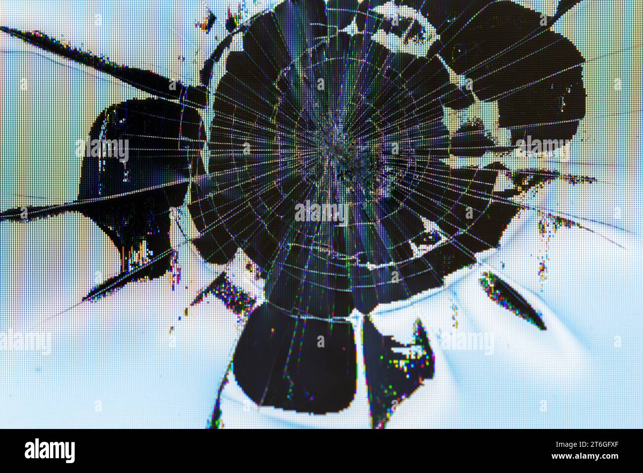 damaged LCD screen with cracks, full-frame background and texture Stock ...
