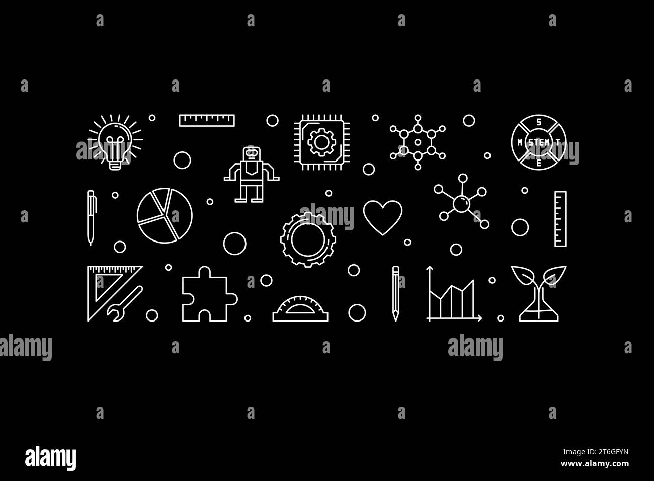 STEAM Education minimal thin line horizontal banner. Science concept ...