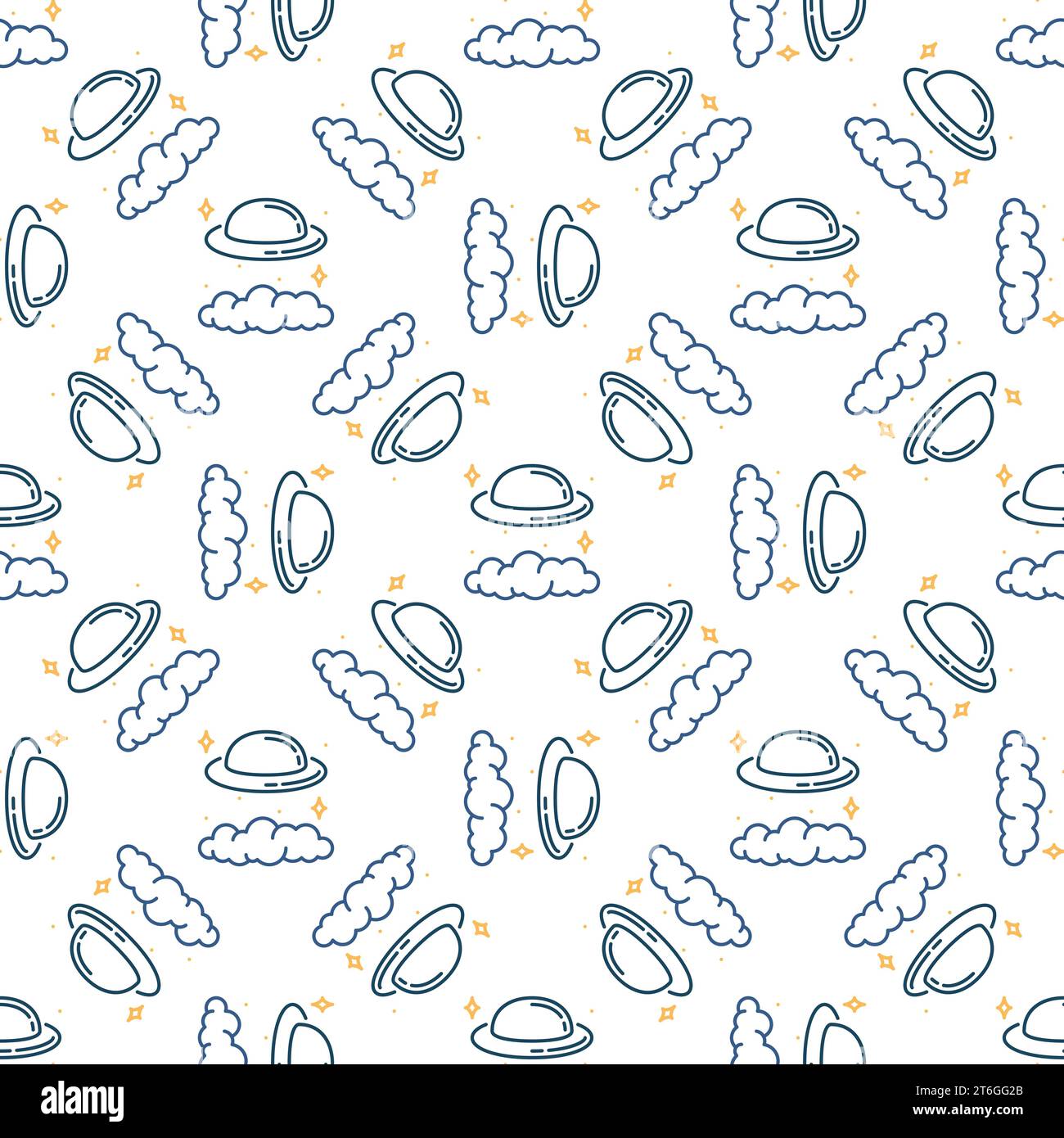 Unidentified Flying Object vector UFO in Sky concept seamless pattern ...