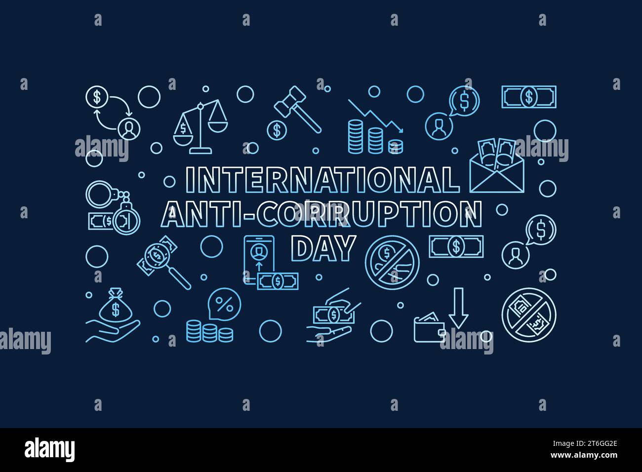 International Anti Corruption Day vector concept thin line horizontal ...