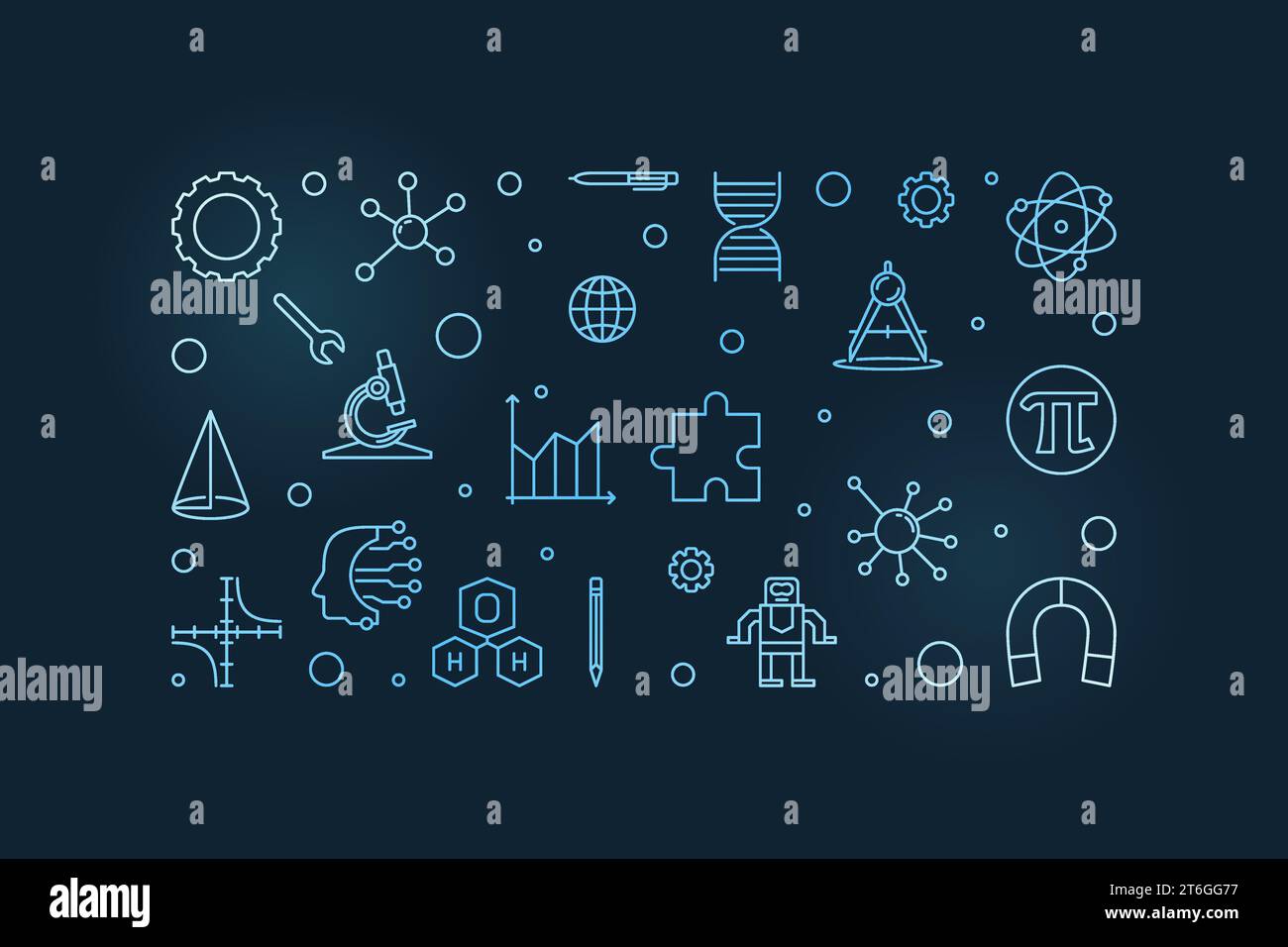 Science Education blue creative outline banner - Science concept line ...