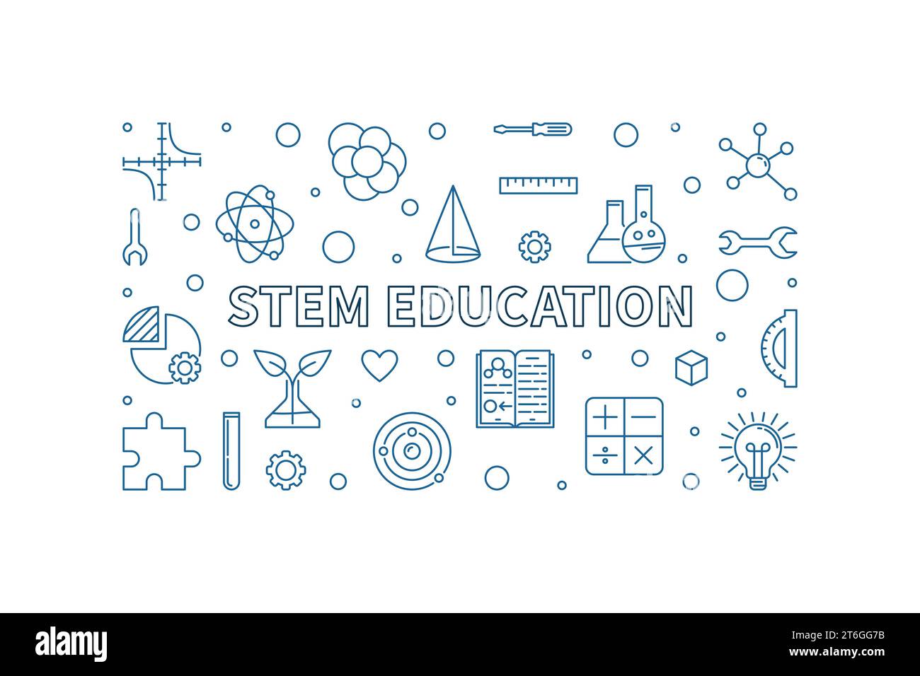 STEM Education - Science, Technology, Engineering, Mathematics outline concept banner. Vector ...