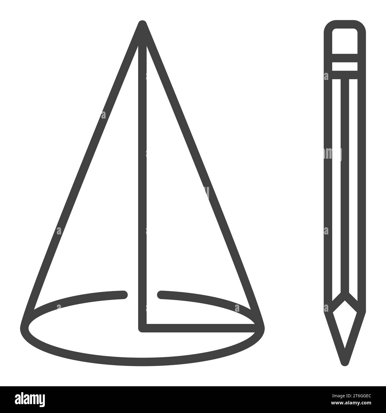 Cone with Pencil vector concept icon or symbol in outline style Stock ...