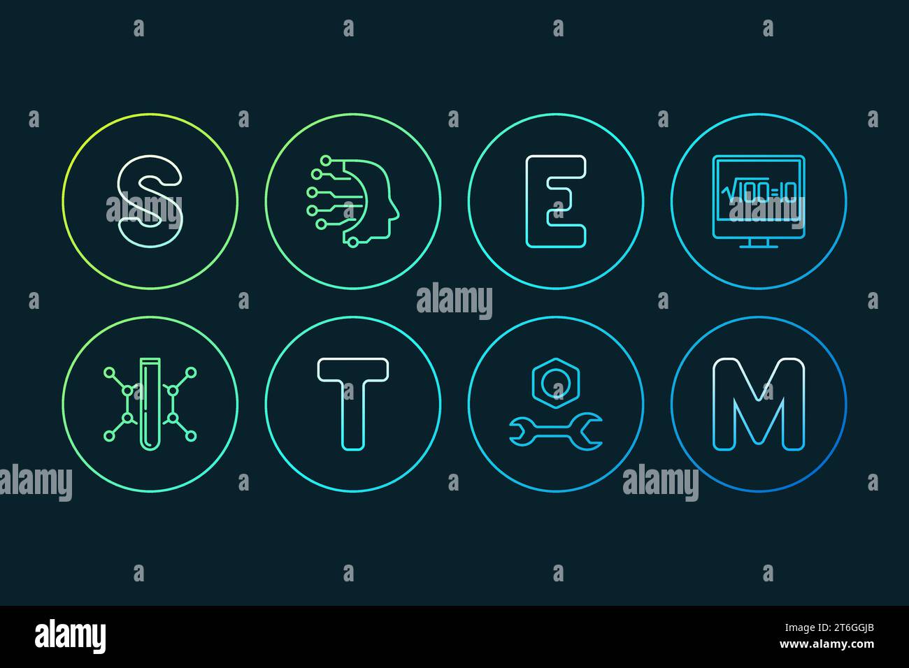 STEM Education minimal vector outline colorful modern illustration ...