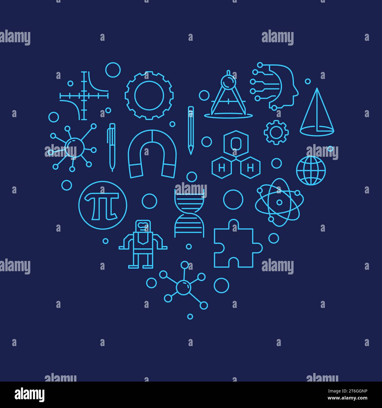 Science Education heart shaped blue thin line banner. I Love Science ...