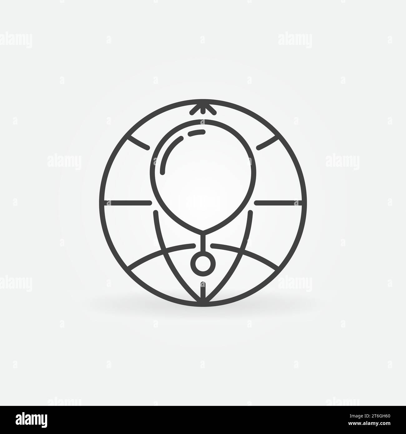 Earth Globe and Weather Balloon vector concept icon or sign in thin ...