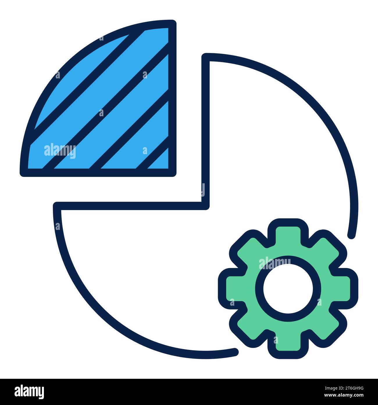 Pie Chart with Cog Wheel vector STEM concept colored icon or logo ...
