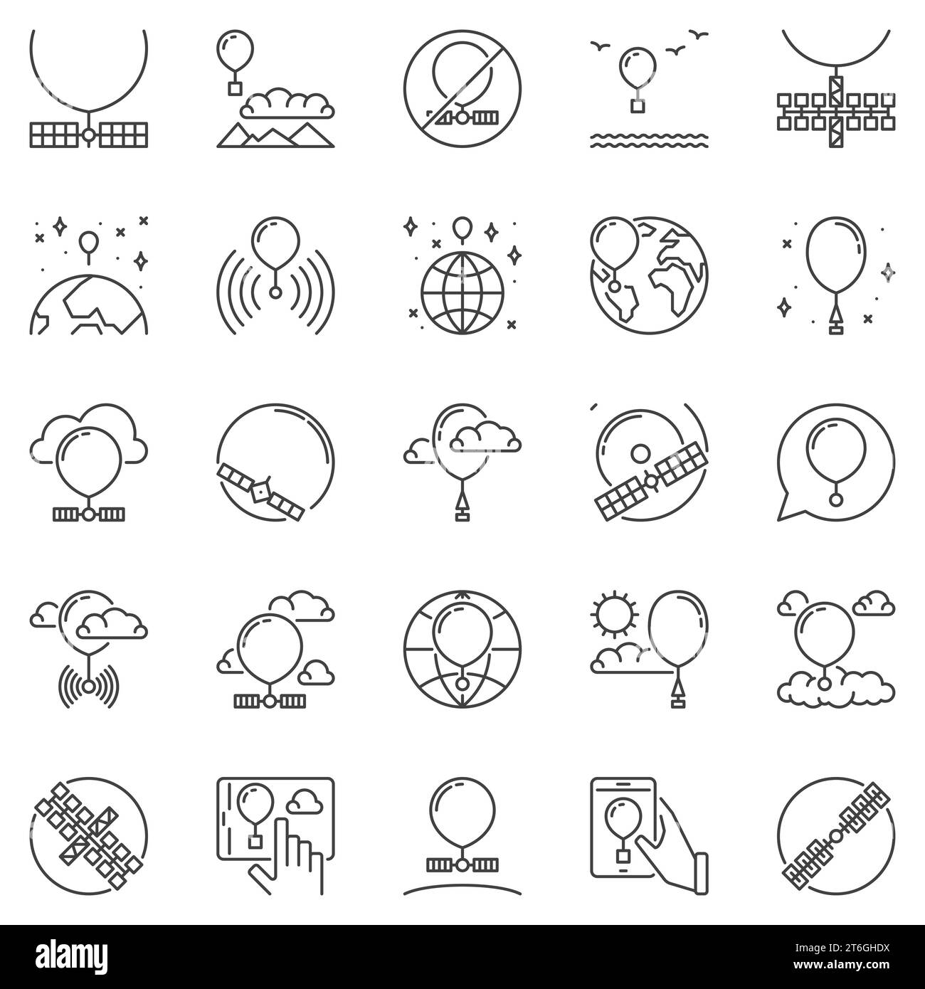Radiosonde outline icons set - Weather and Spy Balloon concept thin ... Radiosonde outline icons set - Weather and Spy Balloon concept thin ...