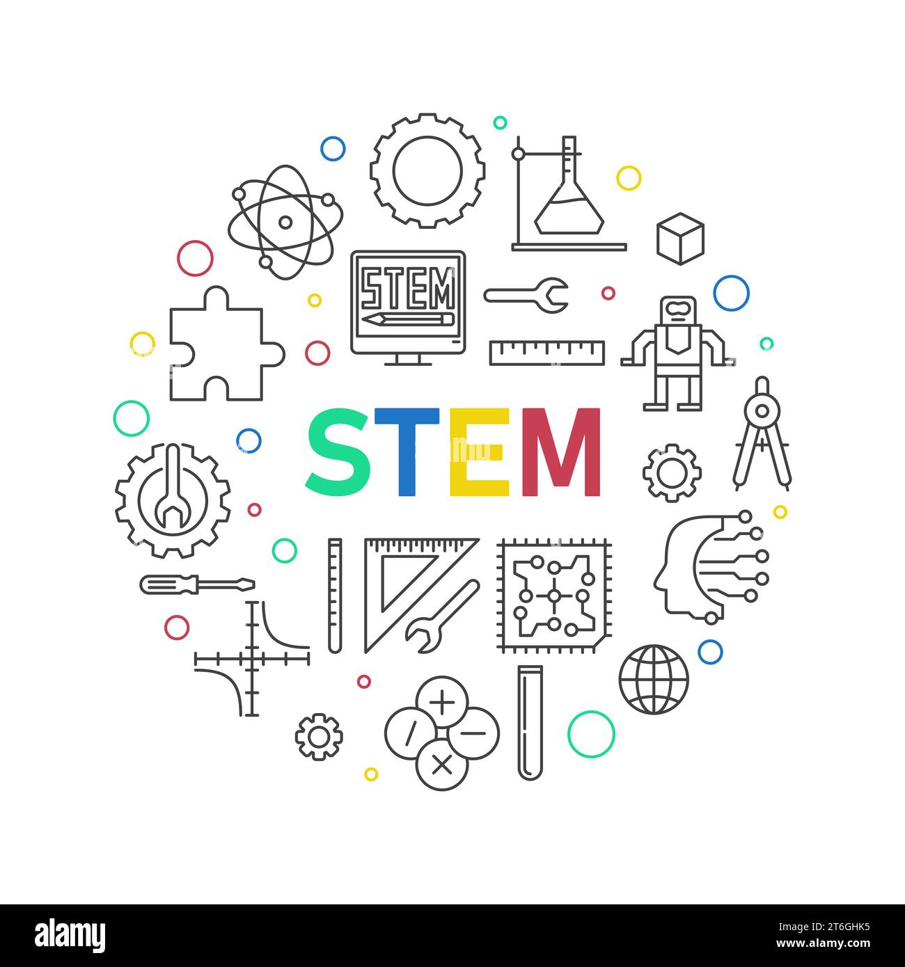 STEM round minimal vector creative illustration - Science banner in ...