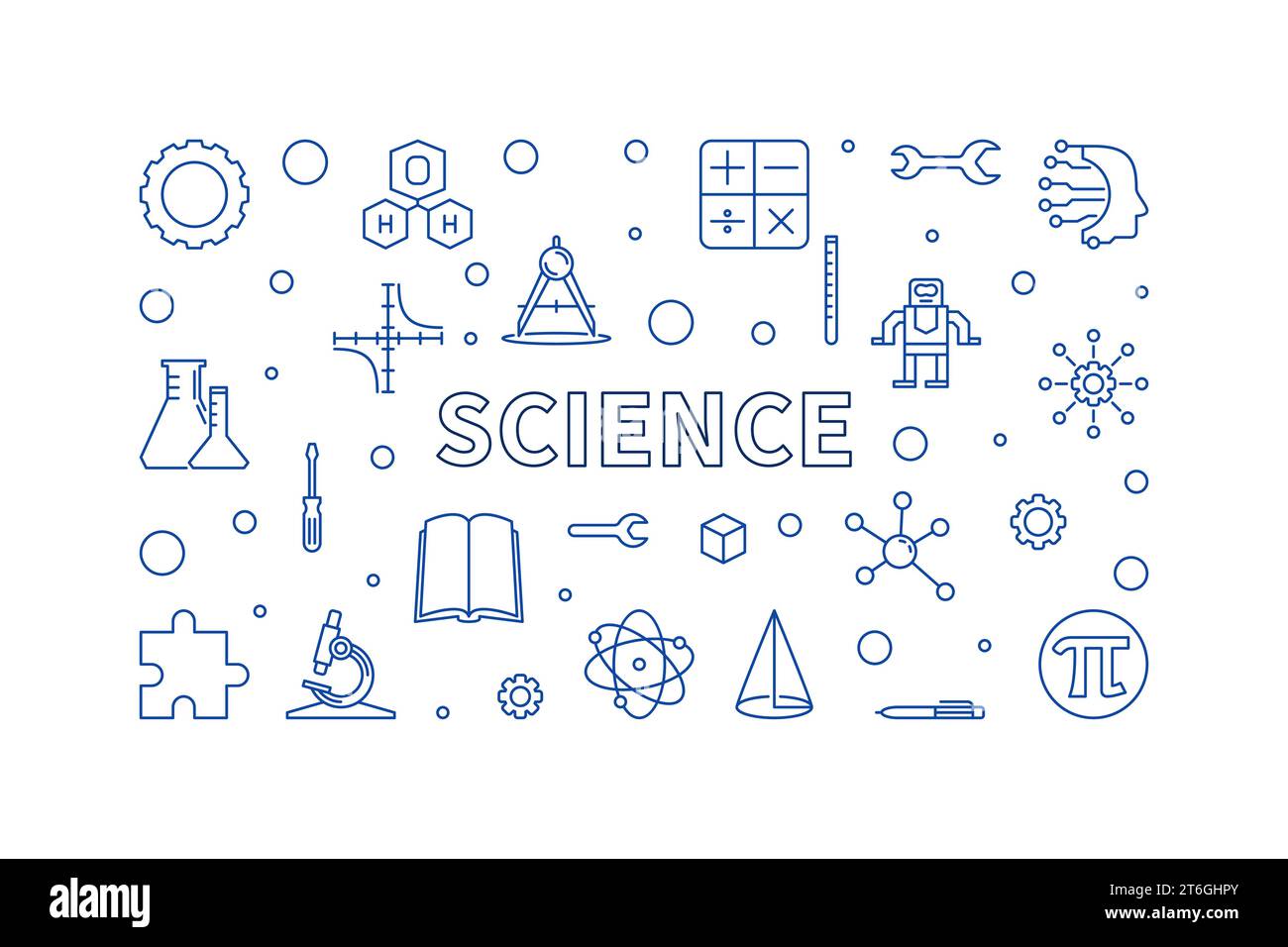 Science outline STEM concept banner. Vector horizontal Illustration ...