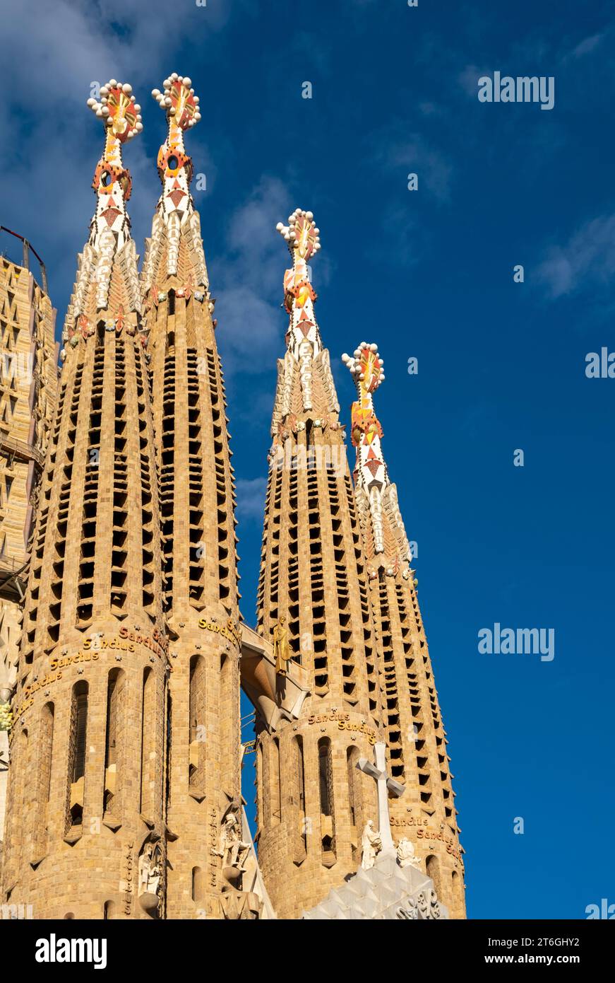 Close-up of spires of Sagrada Familia, Barcelona, Spain Stock Photo - Alamy