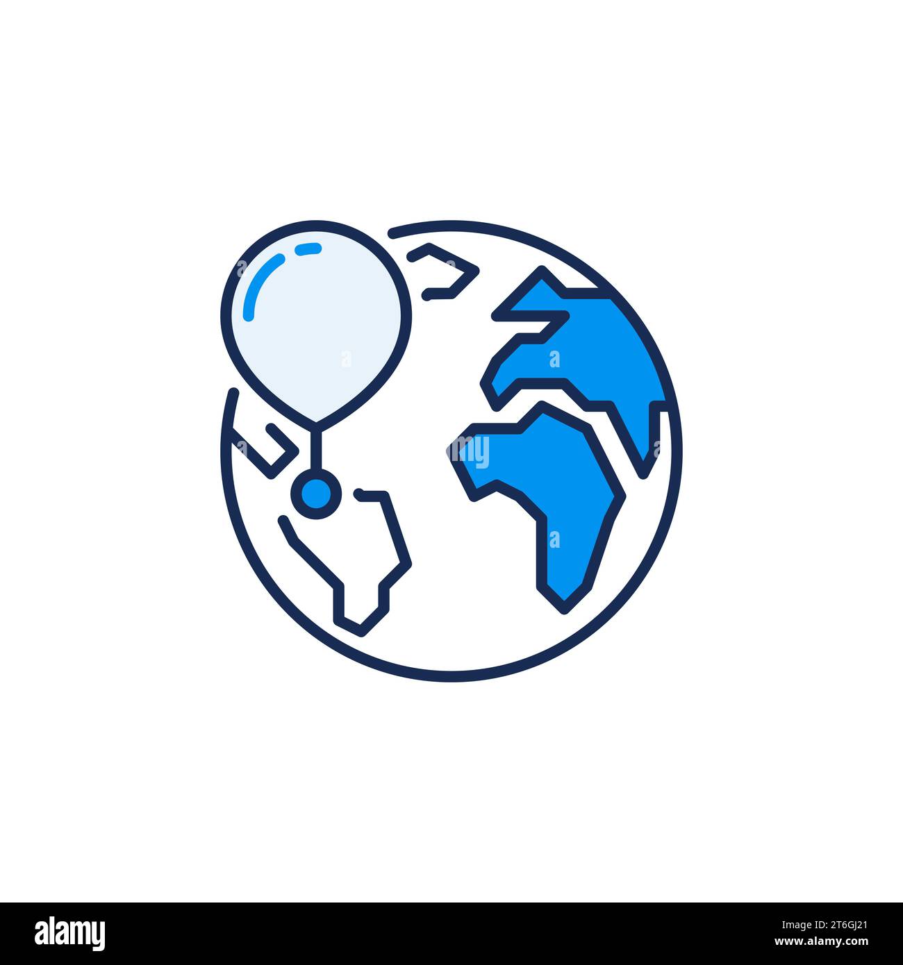 Radiosonde vector Weather Balloon and Earth concept colored icon or ...