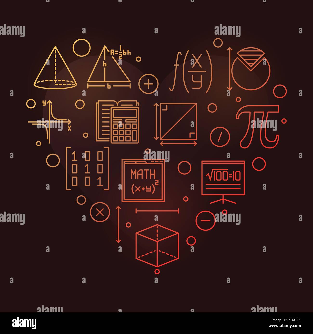 Back to School vector outline heart shaped colored banner - Science ...