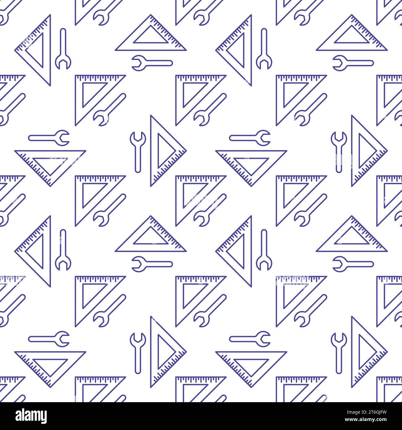 Triangular Ruler with Wrench vector concept thin line seamless pattern ...