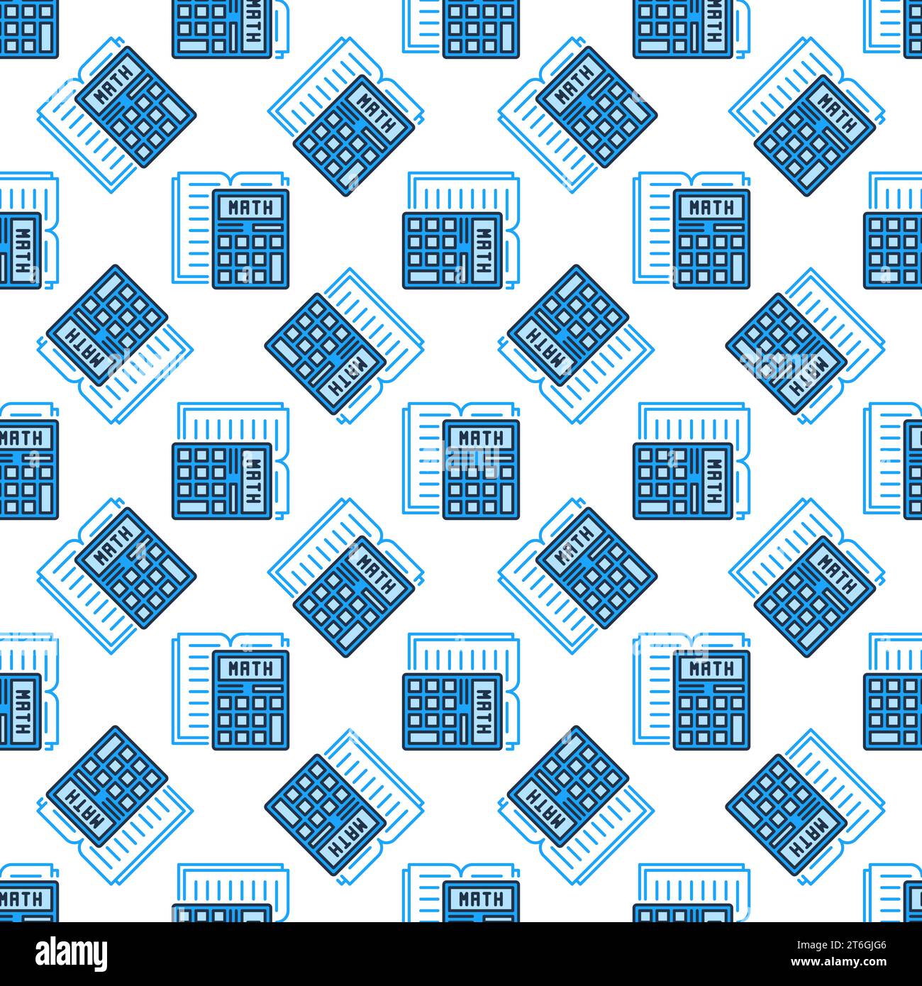 Calculator with Book vector Mathematics concept blue seamless pattern ...