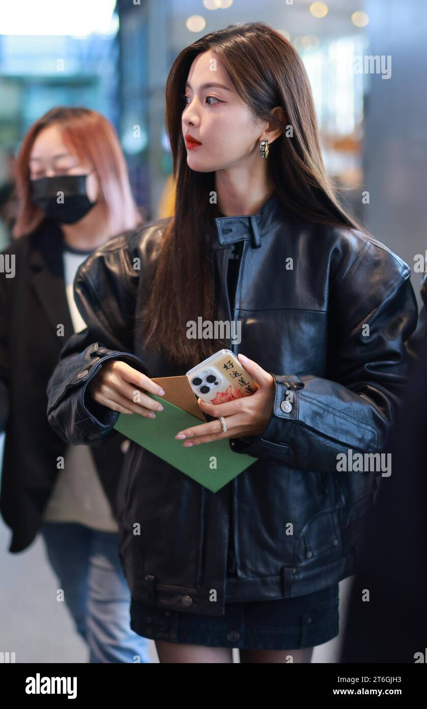 Chinese actress and singer Yang Chaoyue appears at the airport in ...