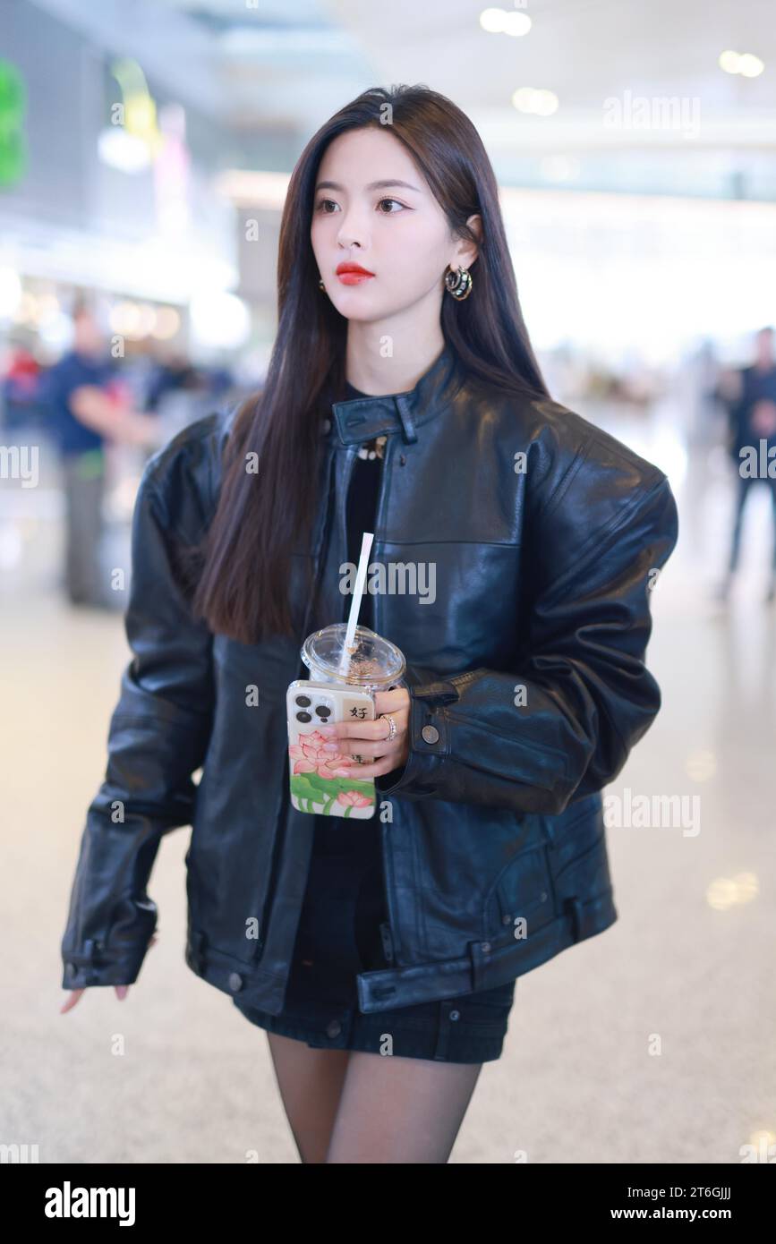 Chinese actress and singer Yang Chaoyue appears at the airport in ...