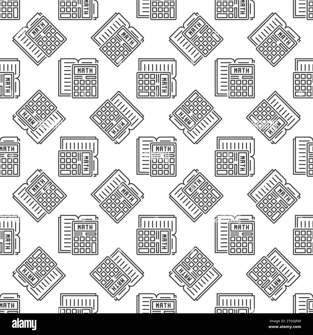 Book and Calculator vector Math concept seamless pattern in outline ...