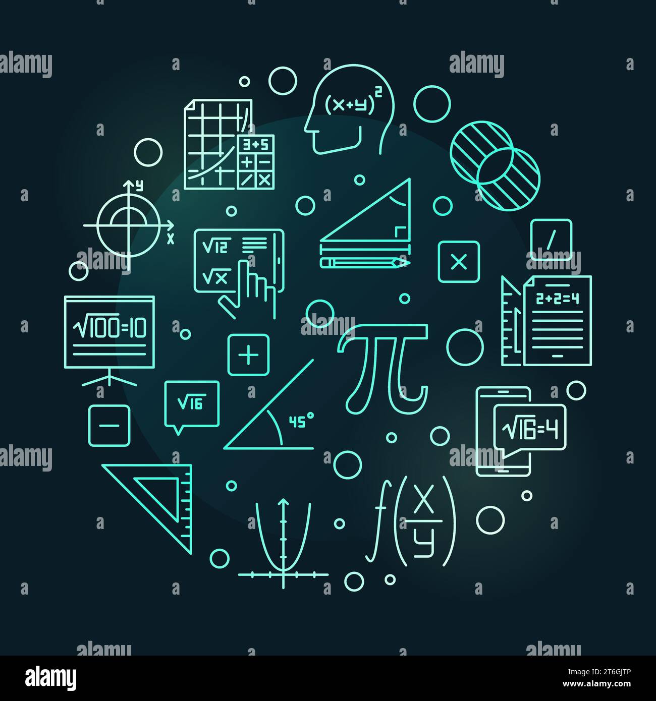 I Love Mathematics vector outline round colored banner - Math round ...