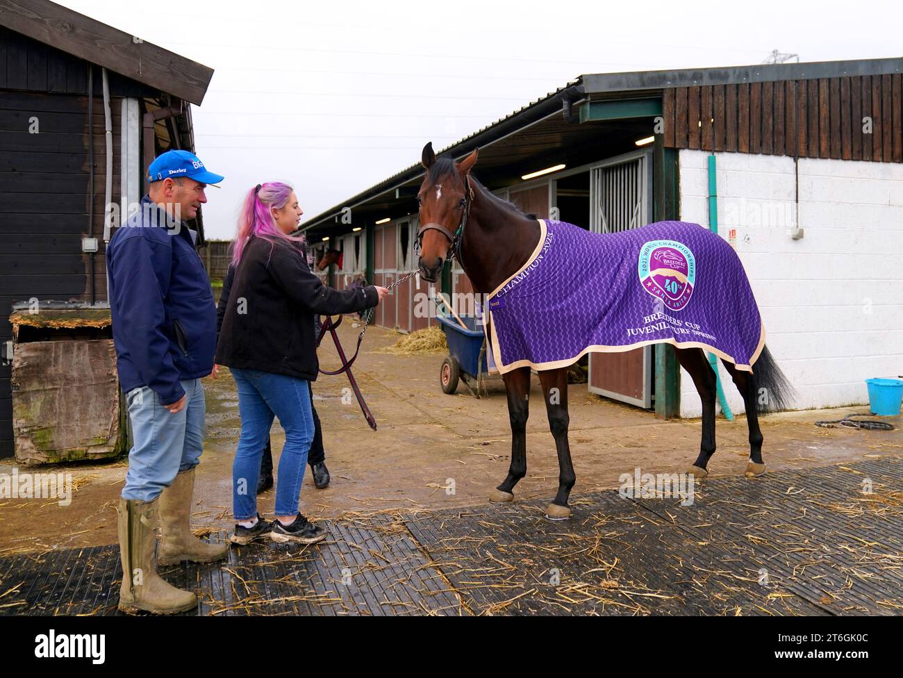 Big Evs with trainer Mick Appleby and head girl Tara Belfield during a ...