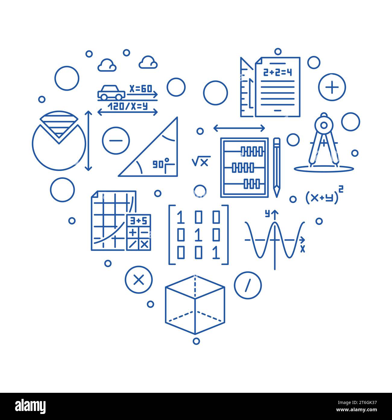 Mathematics Education Vector Outline Heart Shaped Banner Math Concept Line Minimal