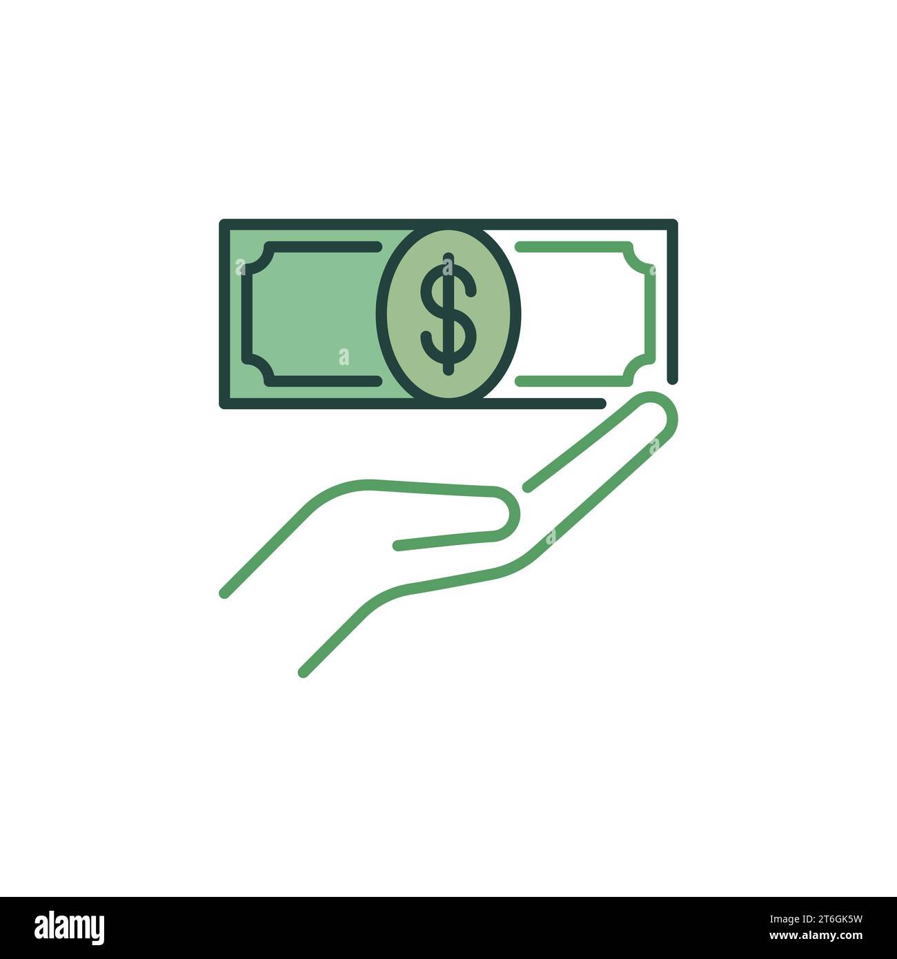 Hand and Dollar Banknote vector concept colored icon or logo element ...