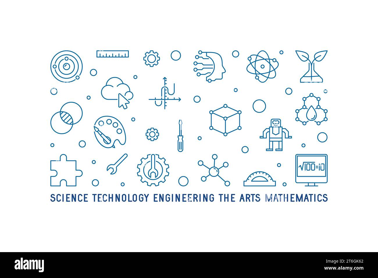 Science, Technology, Engineering, the Arts, Mathematics horizontal thin line minimal ...
