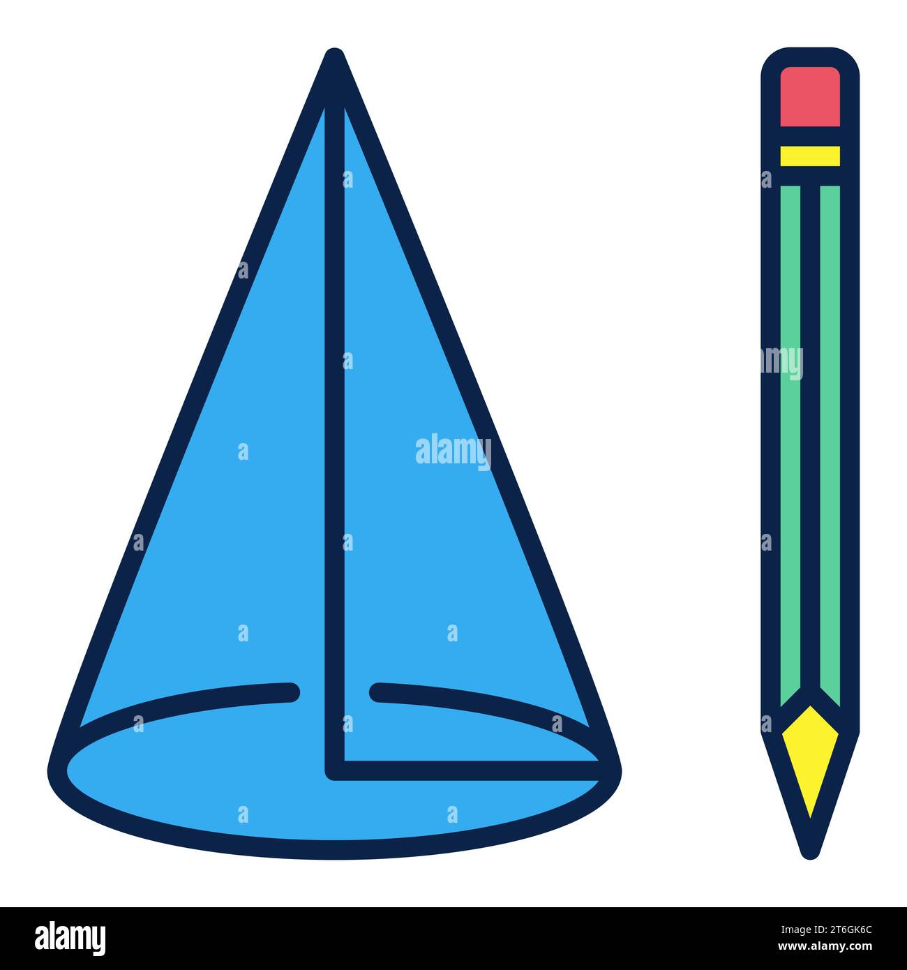 Cone with Pencil vector concept colored icon or sign Stock Vector Image ...