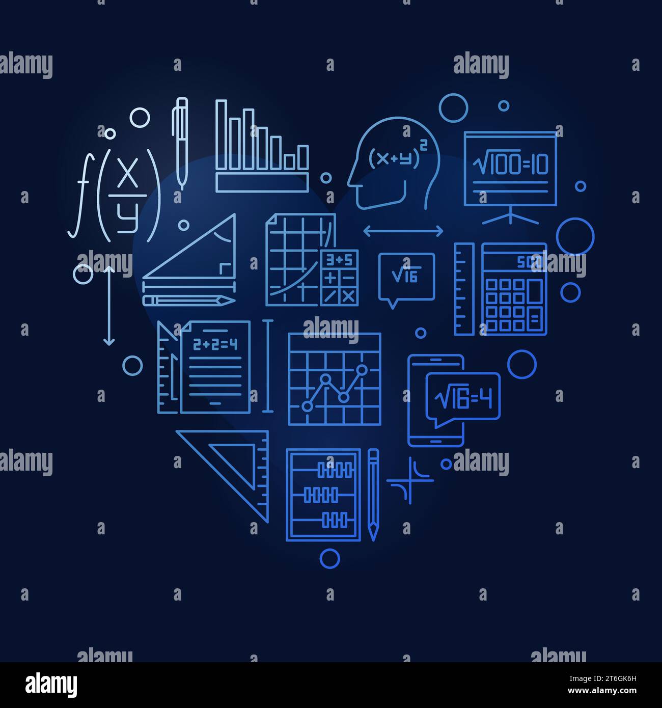 Algebra Learning Heart vector outline blue creative banner - I Love ...