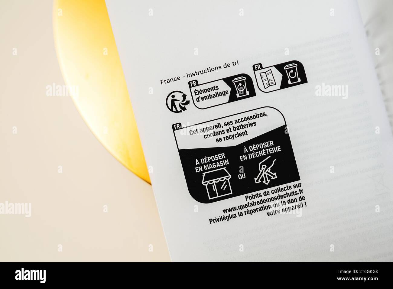 Paris, France - Oct 25, 2023: The recycling instructions from Apple ...