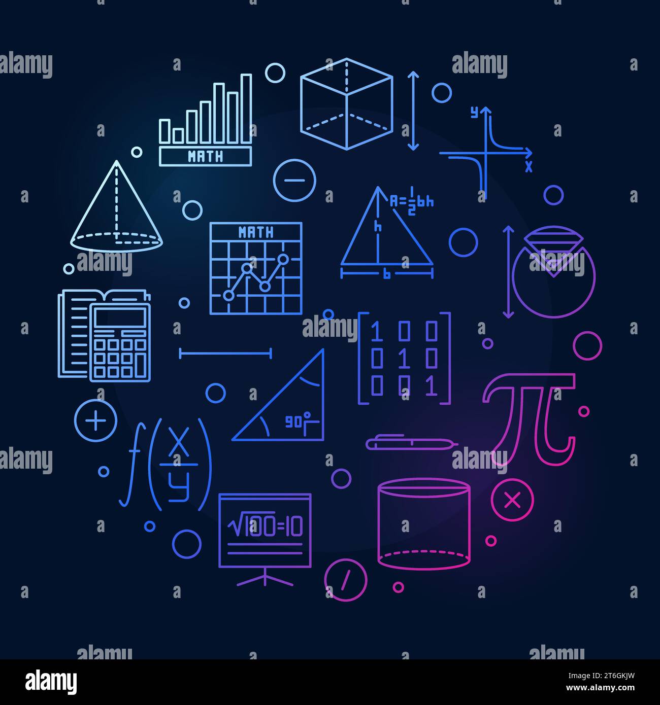 I Love Mathematics vector outline round colored banner - Math concept ...