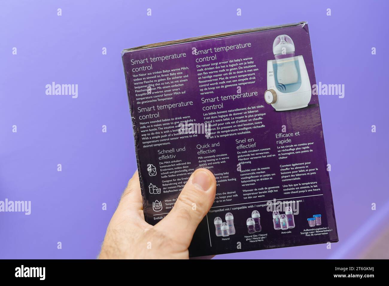 Paris, France - Oct 25, 2023: A male hand holds a package of the ...