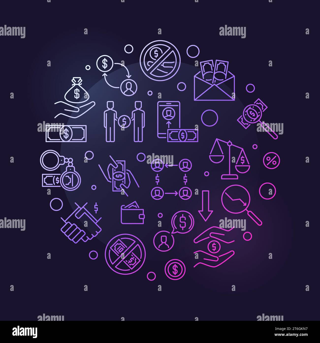 Stop Corruption vector Bribery concept outline round colorful banner or ...