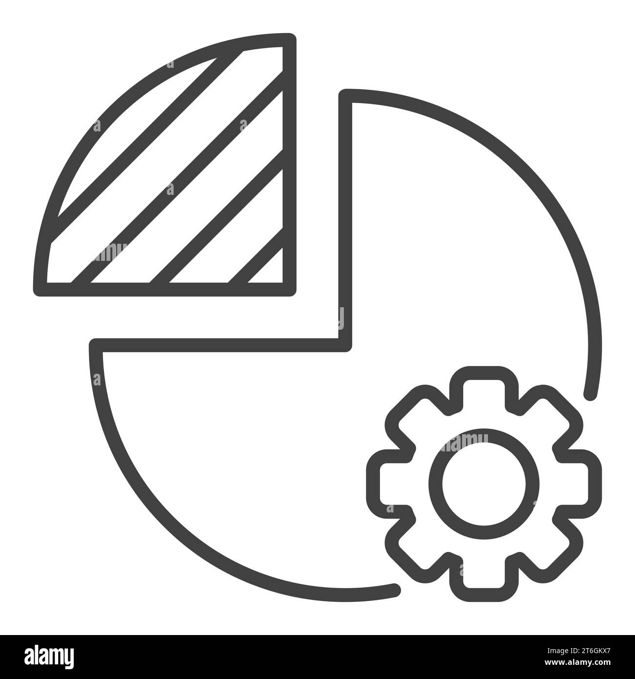 Pie Chart with Gear vector STEM concept linear icon or symbol Stock ...