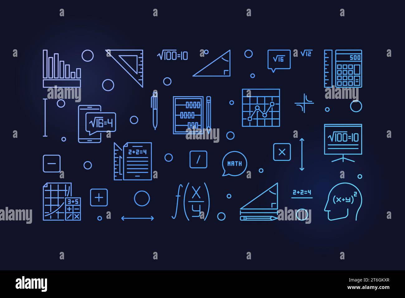 Algebra Learning vector outline blue horizontal banner - Science ...