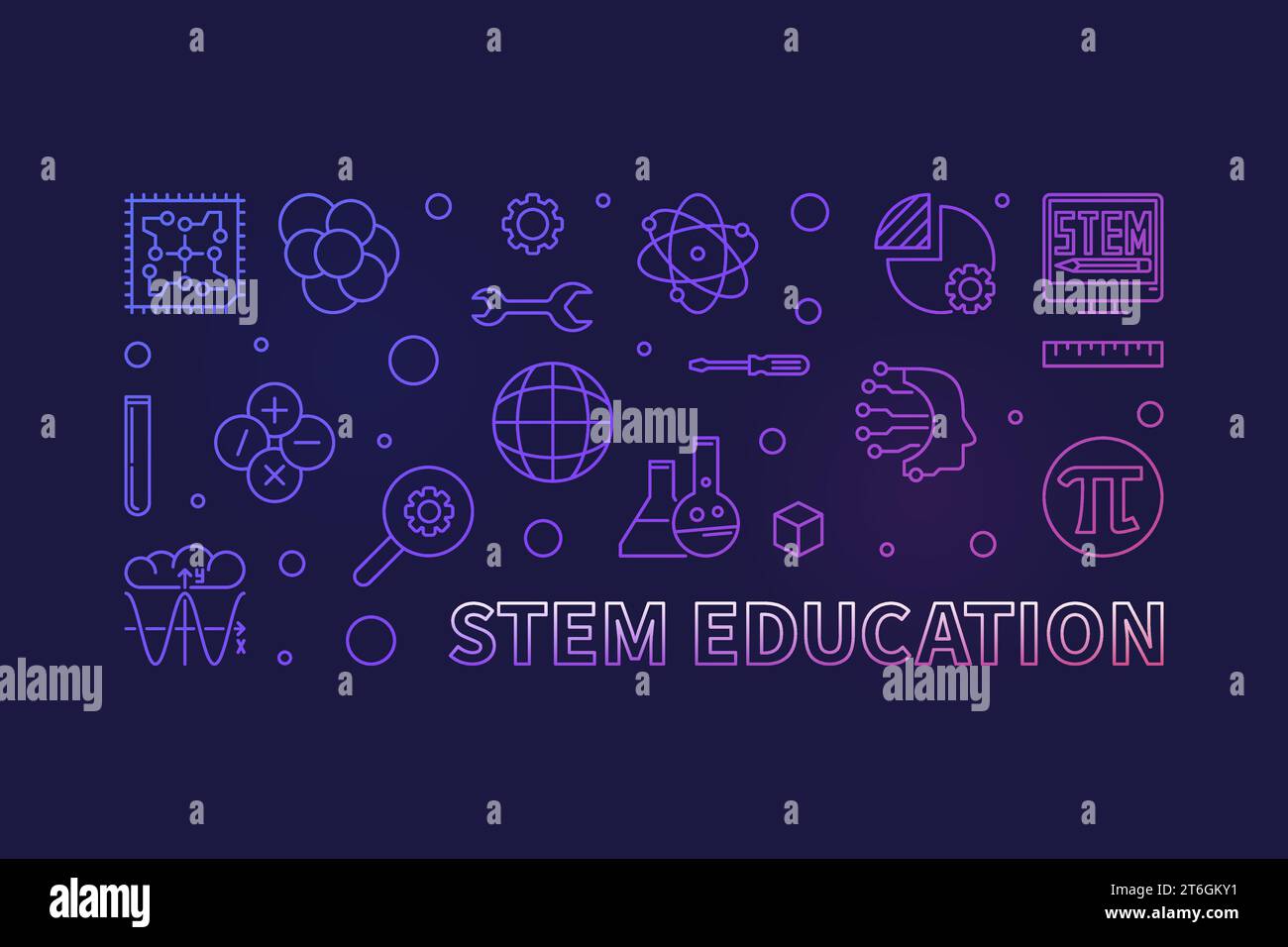 STEM Education minimal vector outline colored illustration. Science ...