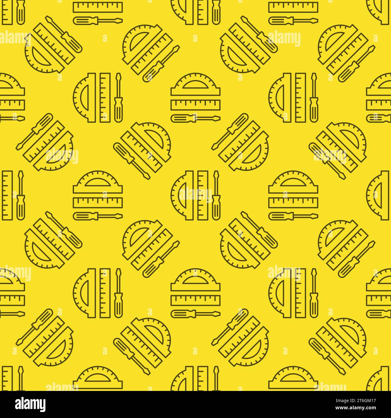 Ruler with Screwdriver and Protractor vector STEM concept linear yellow ...