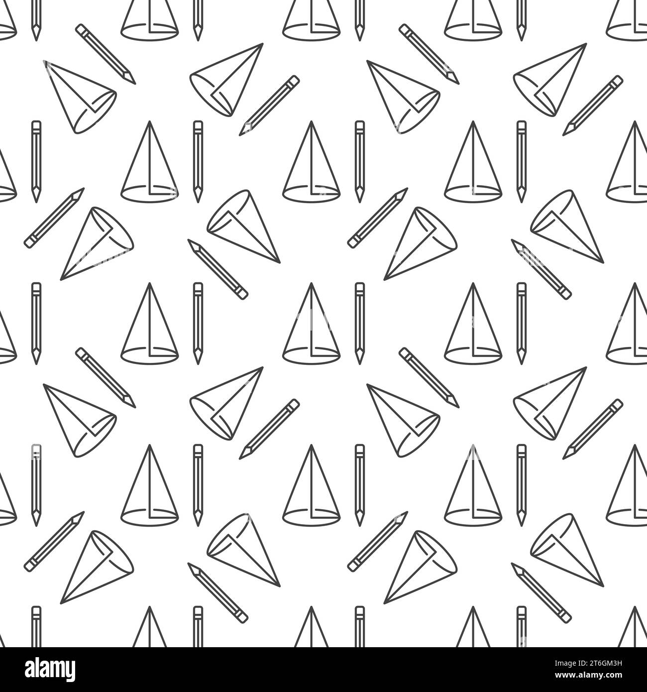 Cone with Pencil vector concept seamless pattern in outline style Stock ...
