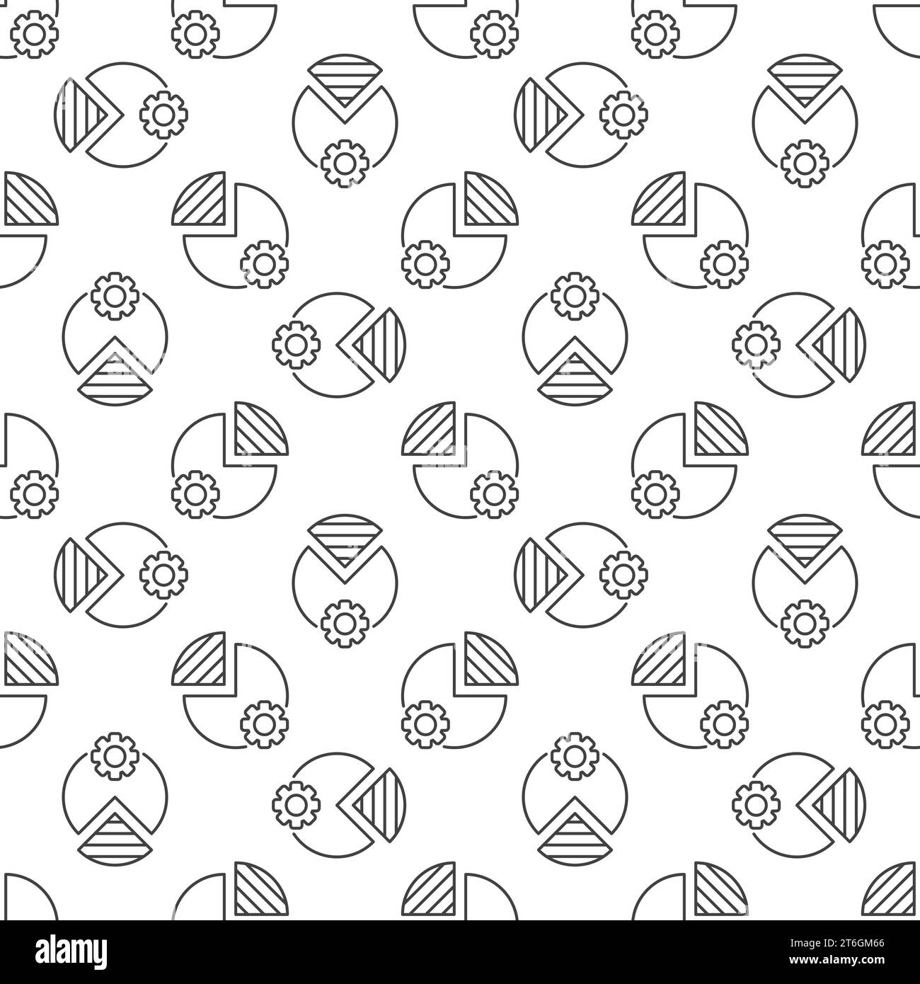 Pie Chart with Gear vector STEM concept linear minimal seamless pattern ...